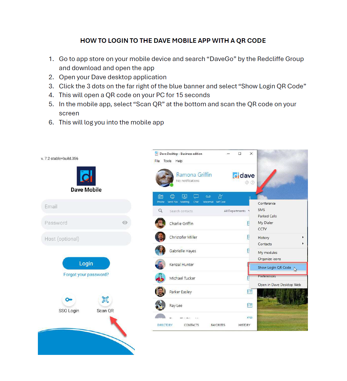 How to login to Dave mobile app with QR code